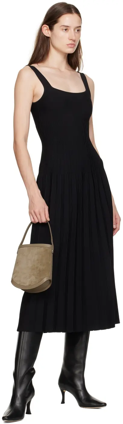 Staud Black Ellison Midi Dress