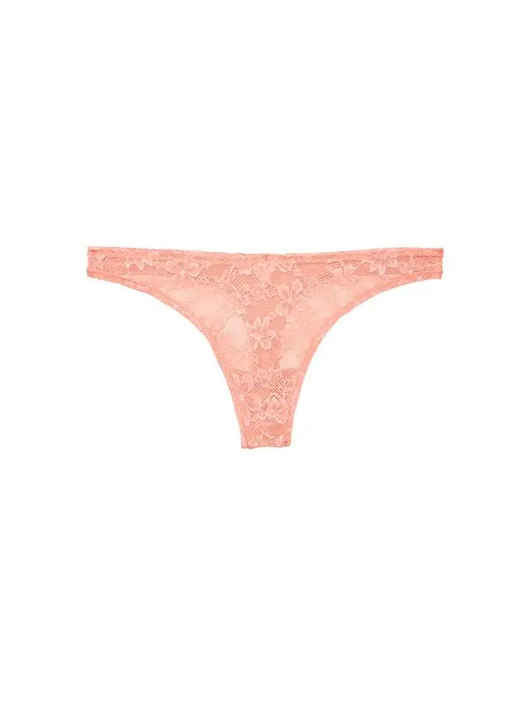 Fleur Du Mal Le Stretch Lace Thong - Apricot