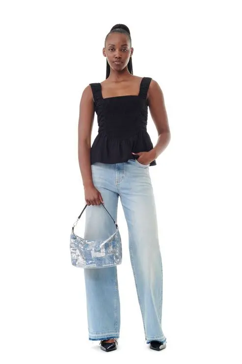 GANNI Sequin Medium Butterfly Pouch Satin Bag