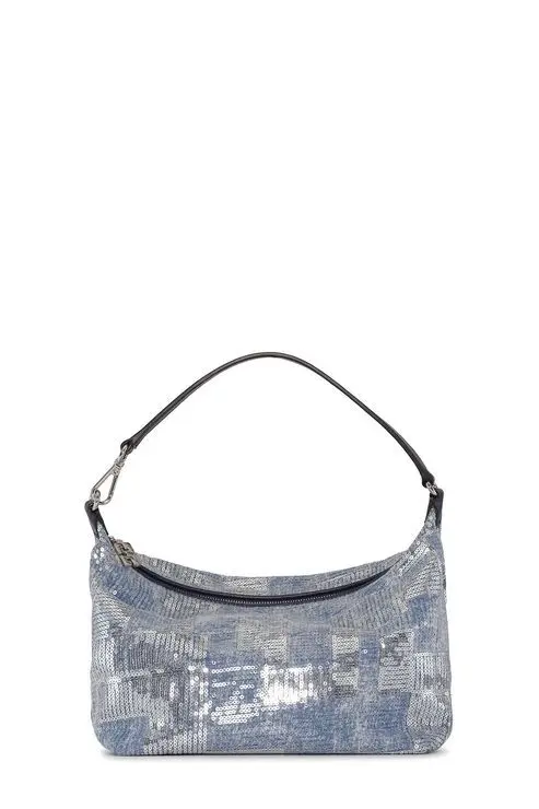 GANNI Sequin Medium Butterfly Pouch Satin Bag
