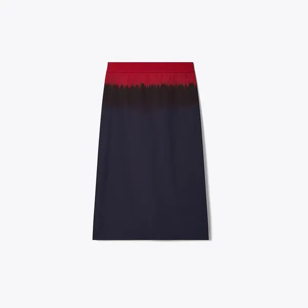 Tory Burch Poplin Skirt - Medium Navy/red