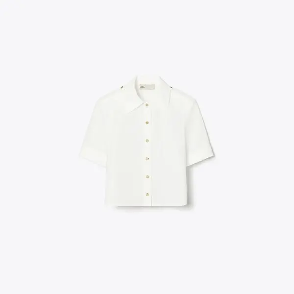 Tory Burch Poplin Camp Shirt - White
