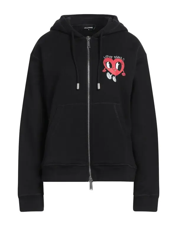 Dsquared2 Cotton Blend Hoodie With Graphic Print - Black