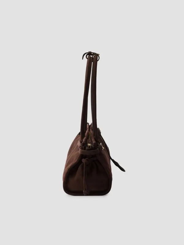 Prada Suede Top Handle Bag - Brown