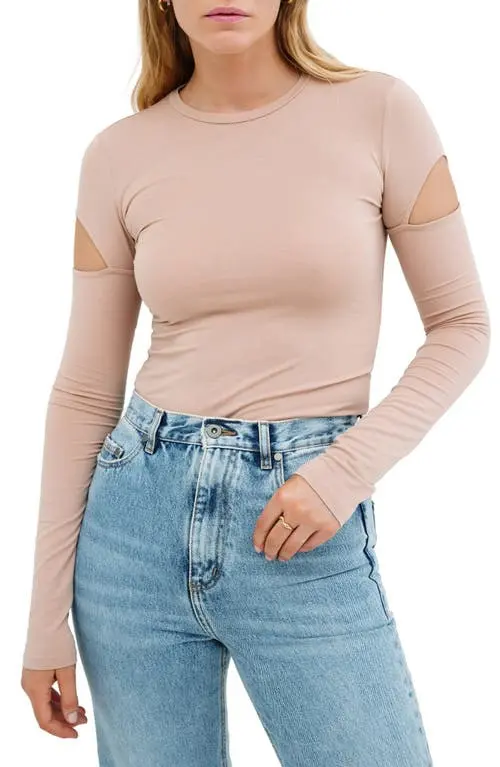 MARCELLA Kent Cutout Long Sleeve Top - Light Beige