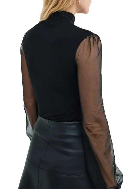 MARCELLA Liv Mesh Sleeve Jersey Top - Black