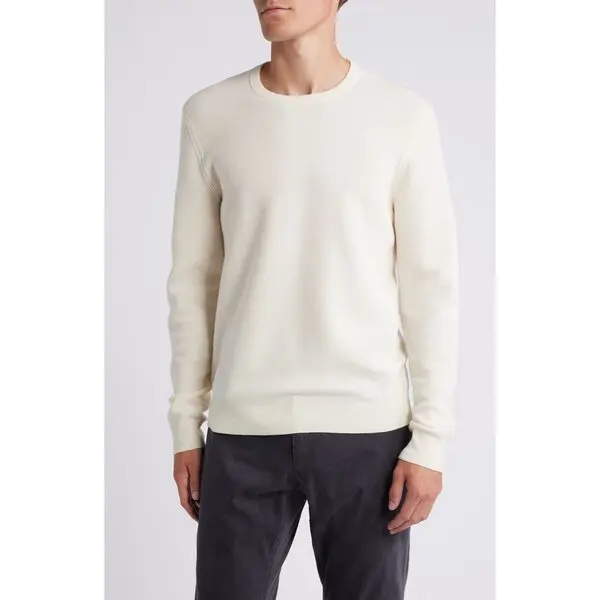Theory Honeycomb Merino Wool Crewneck Sweater - Winter White - C01
