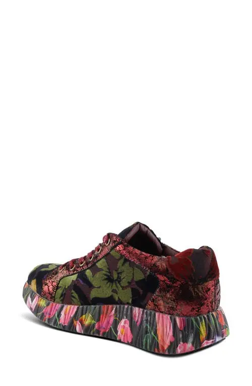 SPRING STEP SHOES Dallyn Floral Platform Sneakers - Bordeaux Multi