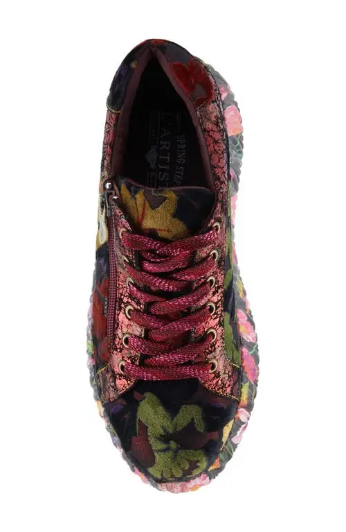 SPRING STEP SHOES Dallyn Floral Platform Sneakers - Bordeaux Multi
