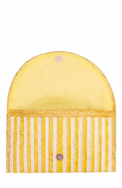 JELAVU Brooke Striped Raffia Clutch - Cream/yellow