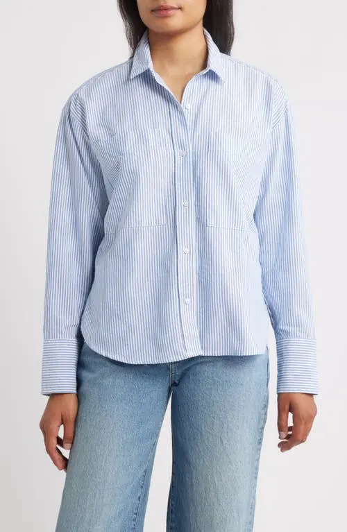 BEACHLUNCHLOUNGE Everly Stripe Cotton Shirt - Bay Blue