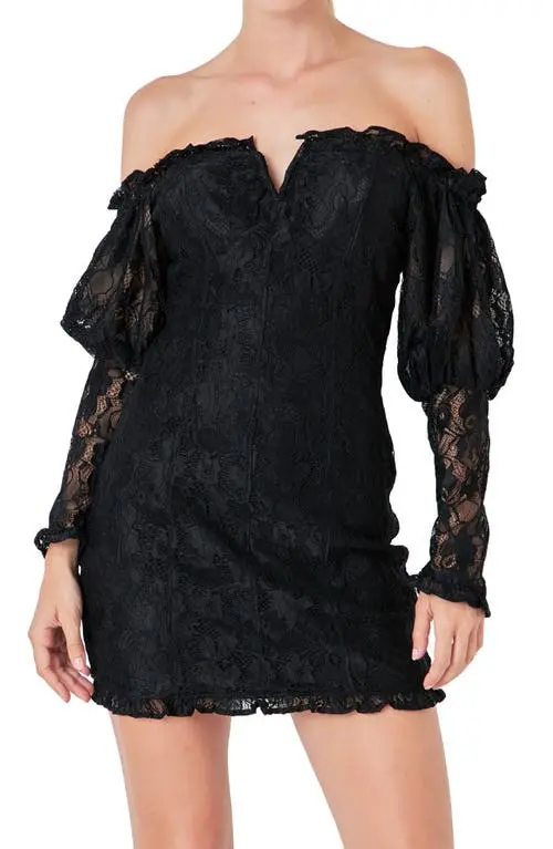 Endless Rose Off-the-shoulder Lace Mini Dress