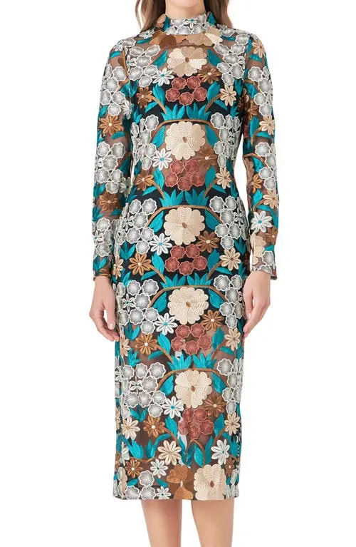 Endless Rose Floral Embroidered Long Sleeve Dress