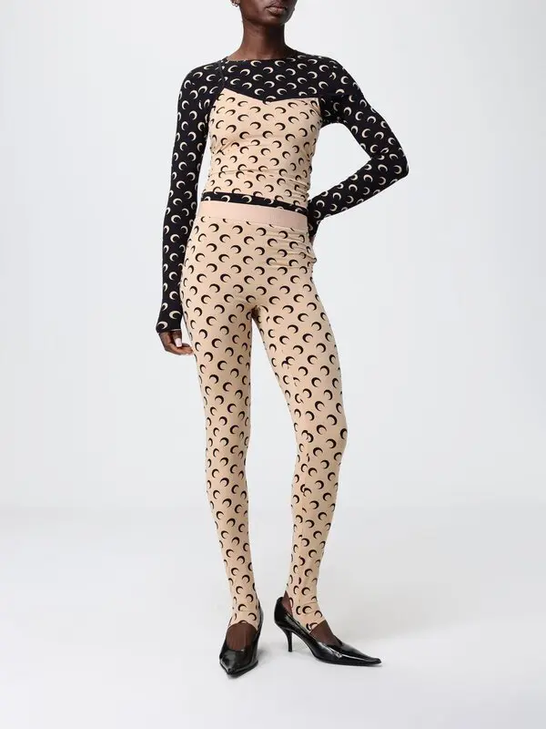 MARINE SERRE Printed Leggings - Beige