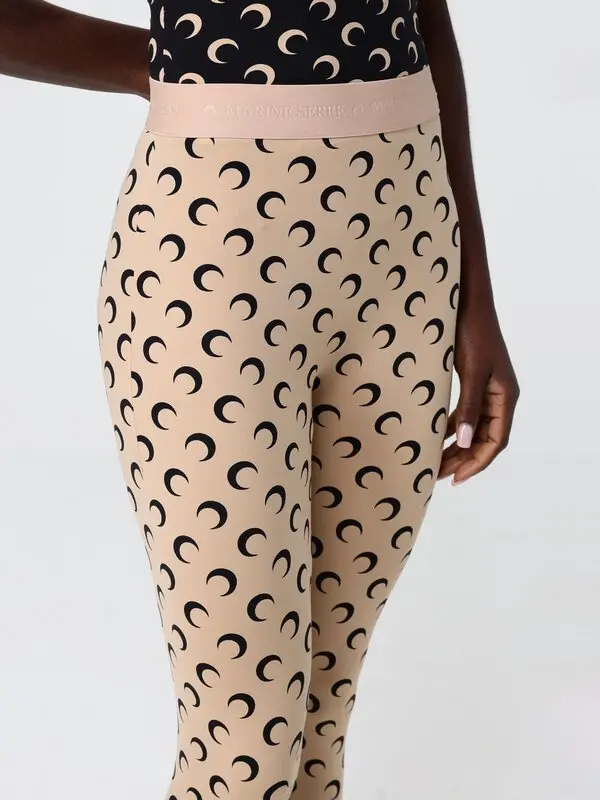 MARINE SERRE Printed Leggings - Beige