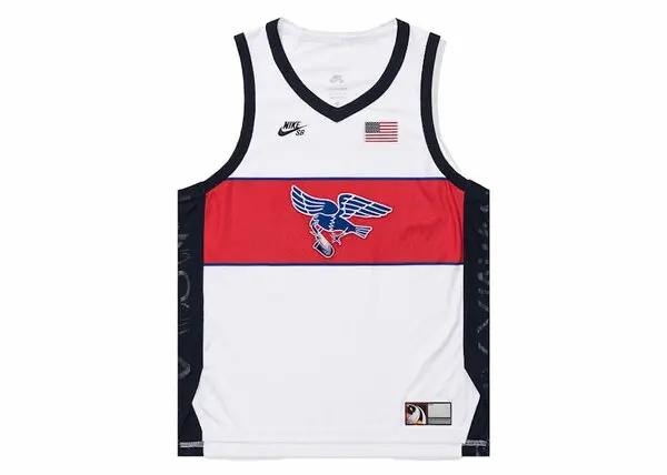 Nike Team Usa Olympics Short Sleeve Jersey - White/sport Red/obsidian