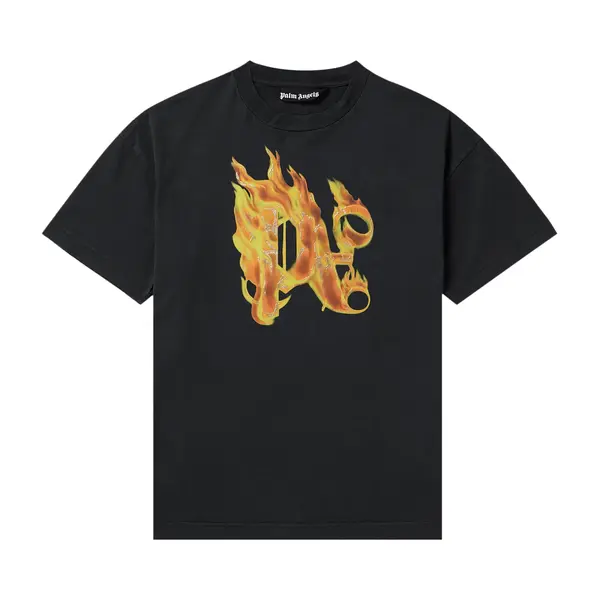 Palm Angels Burning Monogram T-shirt /gold - Black