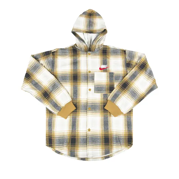 Supreme X Nike Plaid Hooded Sweatshirt - Yellow