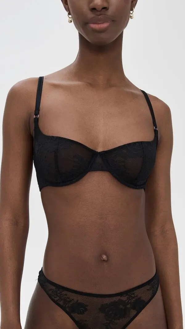 FLEUR DU MAL Bouquet Lace Scooped Balconette Bra - Black