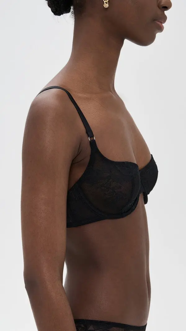 FLEUR DU MAL Bouquet Lace Scooped Balconette Bra - Black