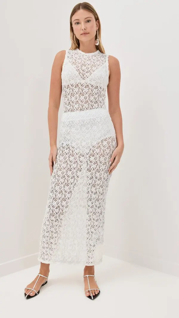 jil sander lace dress Jil Sander Crochet Lace Overlay Dress w/ Rib Back