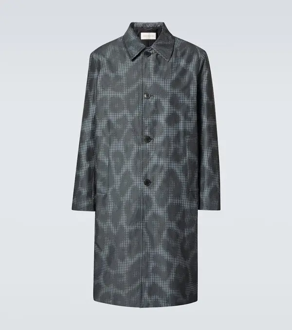Dries Van Noten Leopard-print Checked Car Coat