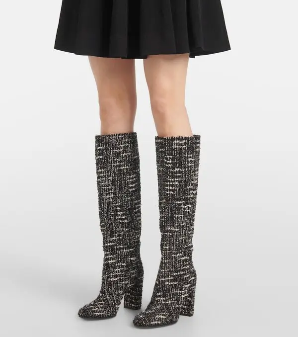 GIANVITO ROSSI Bouclé Knee-high Boots - Black