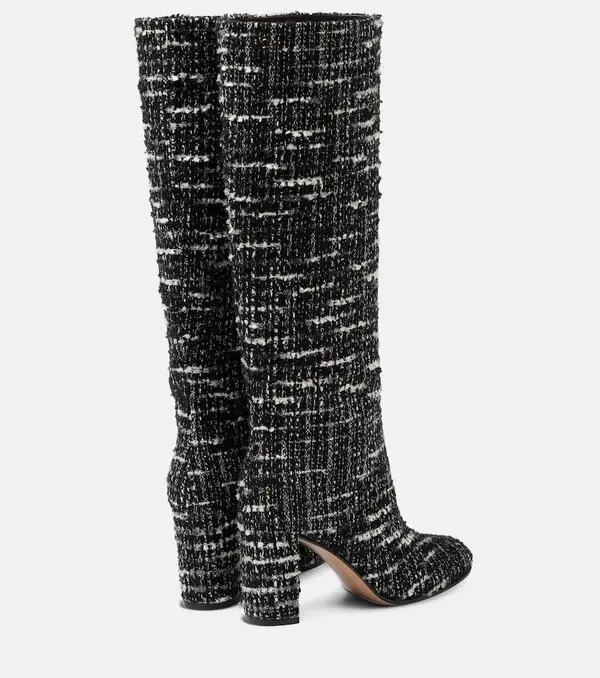 GIANVITO ROSSI Bouclé Knee-high Boots - Black