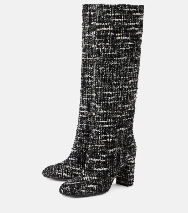 GIANVITO ROSSI Bouclé Knee-high Boots - Black