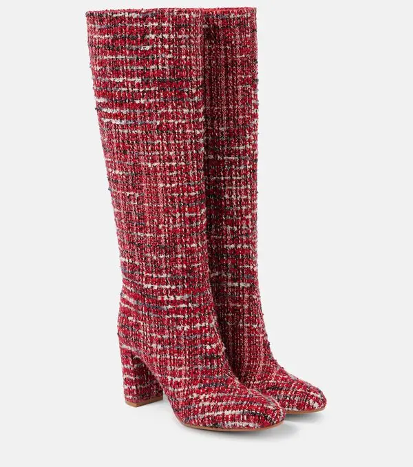 GIANVITO ROSSI Bouclé Knee-high Boots - Red