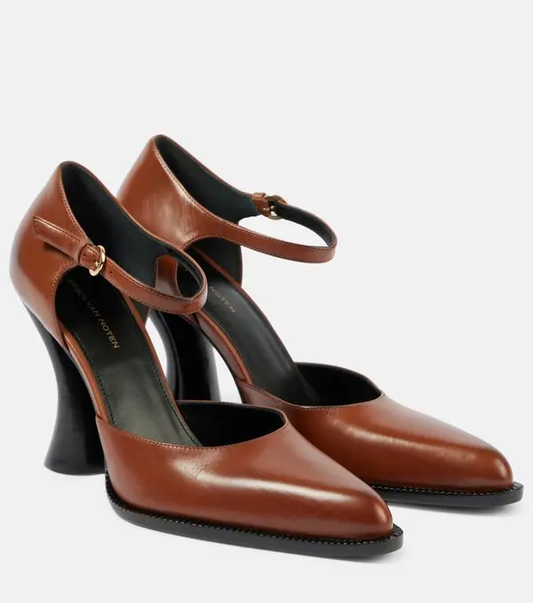 Dries Van Noten Leather Mary Jane Pumps - Beige