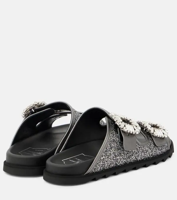 ROGER VIVIER Slidy Viv' Embellished Sandals - Silver