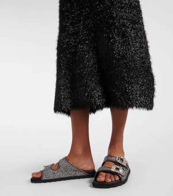 ROGER VIVIER Slidy Viv' Embellished Sandals - Silver