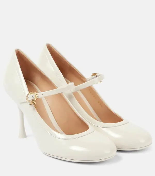 GIANVITO ROSSI 85 Patent Leather Mary Jane Pumps - White