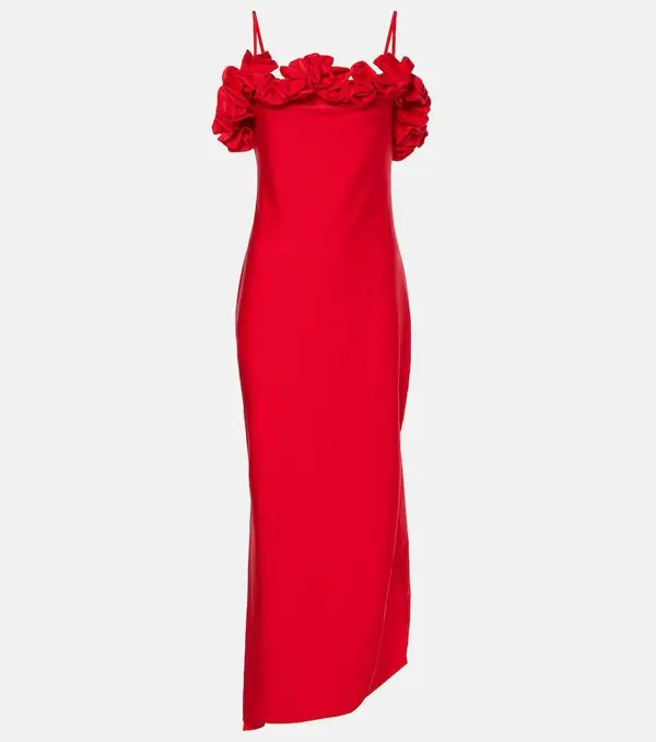 Coperni Floral-appliqué Jersey Gown - Red
