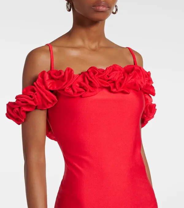 Coperni Floral-appliqué Jersey Gown - Red