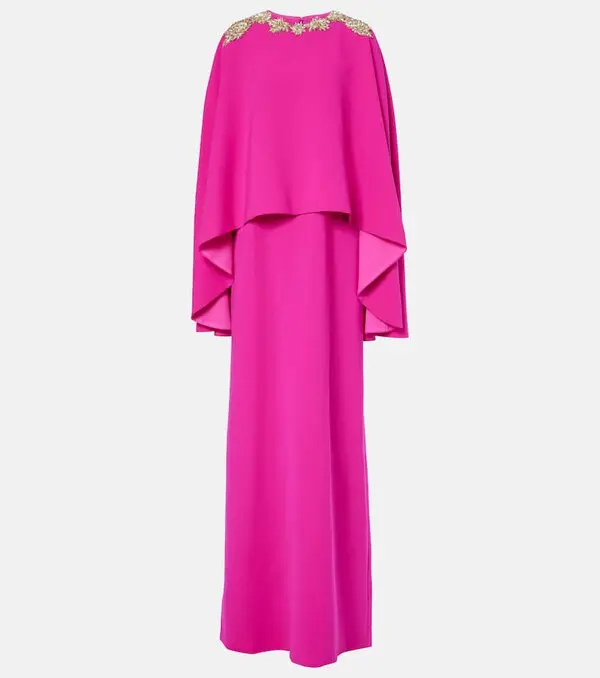 Costarellos Embellished Cape Gown