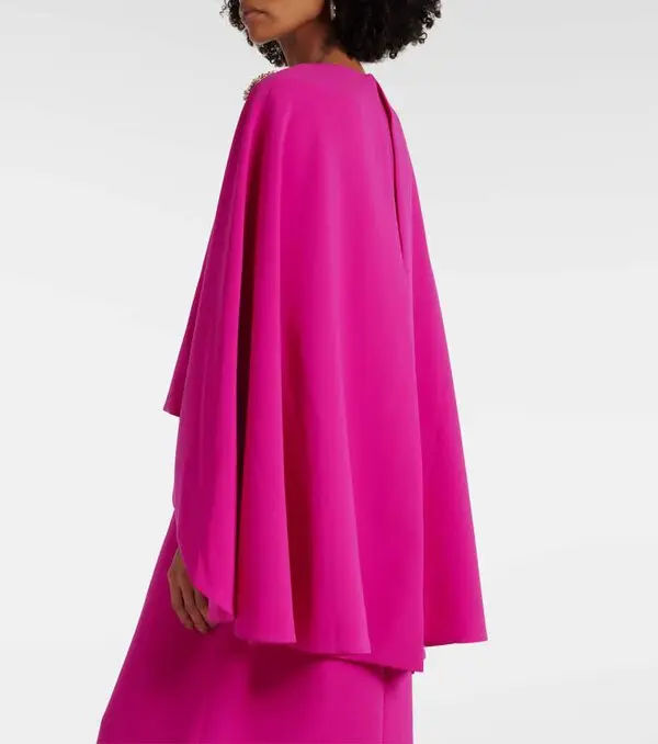 Costarellos Embellished Cape Gown