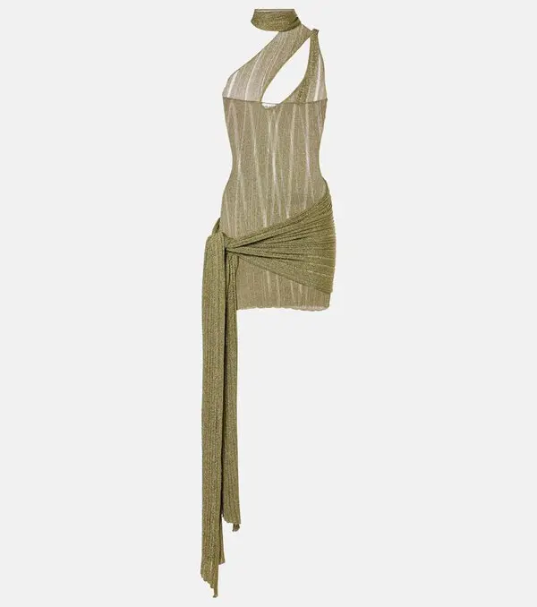 Aya Muse Leia Lam Mesh Minidress In Green - 20% Off | Editorialist