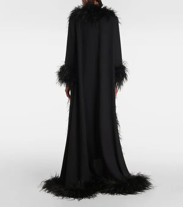 THE NEW ARRIVALS ILKYAZ OZEL Electra Feather-trimmed Crêpe Coat