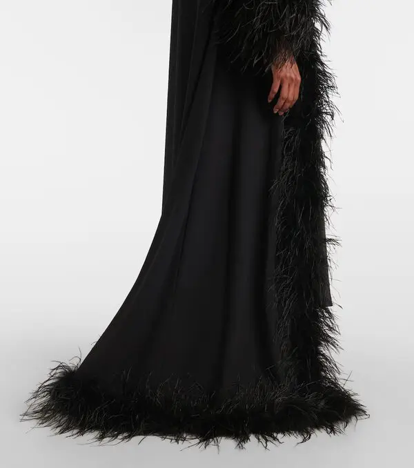 THE NEW ARRIVALS ILKYAZ OZEL Electra Feather-trimmed Crêpe Coat