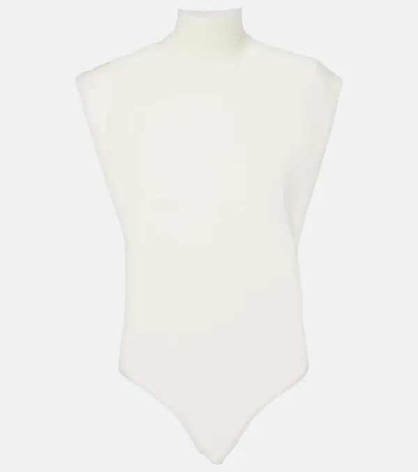 Alaïa Turtleneck Wool Bodysuit - White