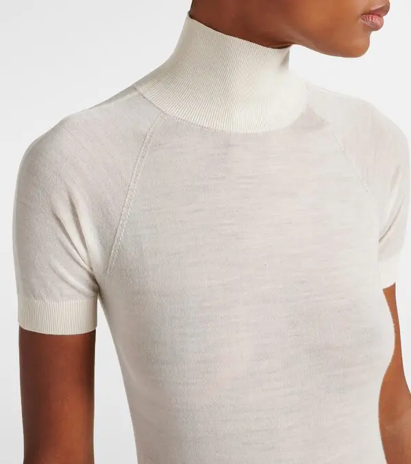 Alaïa Ribbed Wool Turtleneck Bodysuit - White