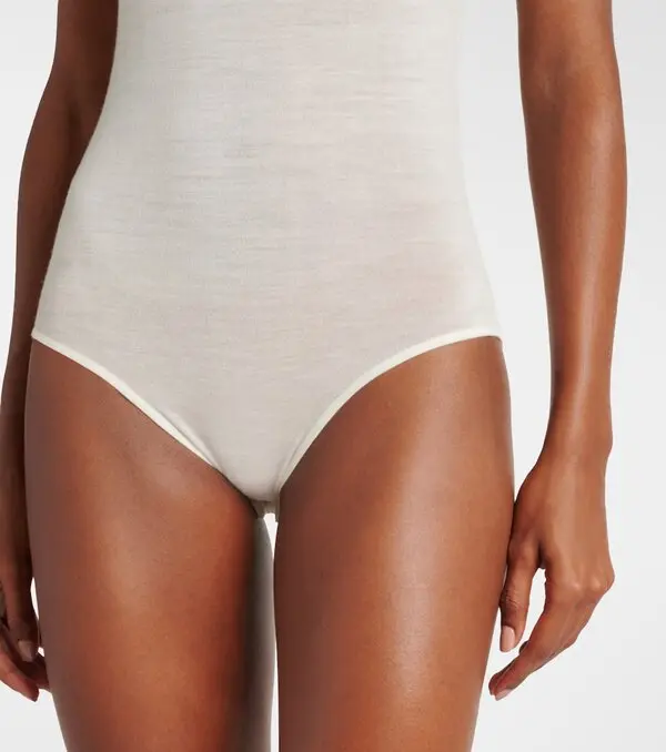 Alaïa Ribbed Wool Turtleneck Bodysuit - White