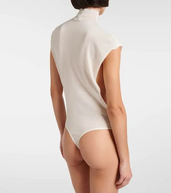 Alaïa Turtleneck Wool Bodysuit - White