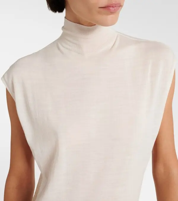 Alaïa Turtleneck Wool Bodysuit - White