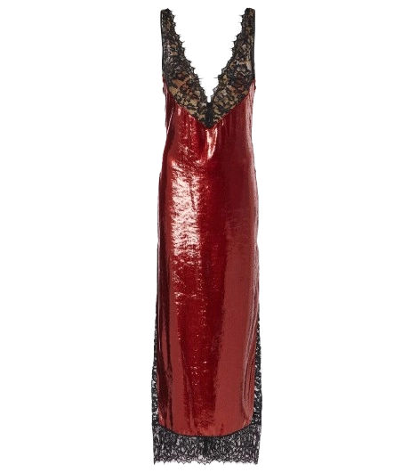 THE NEW ARRIVALS ILKYAZ OZEL Lace-trimmed Sequined Gown - Red