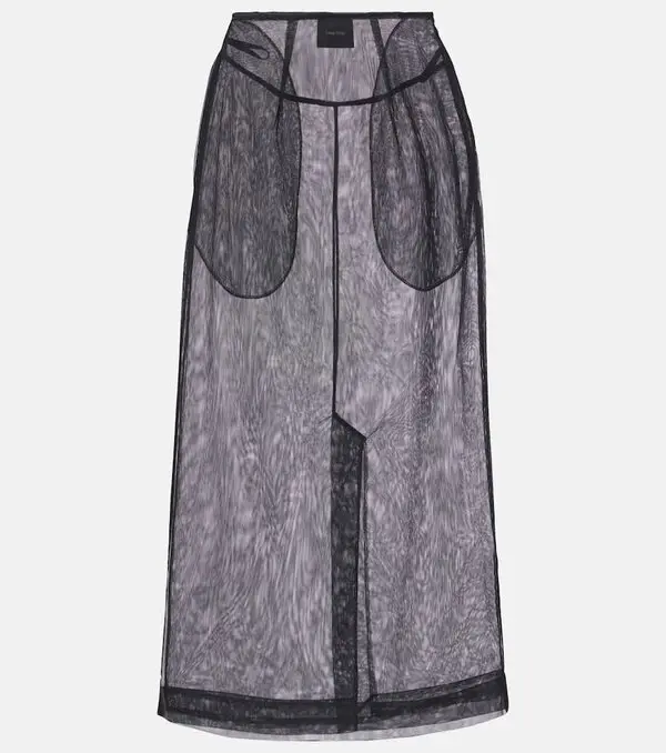 Simone Rocha Sheer Tulle Pencil Skirt - Black