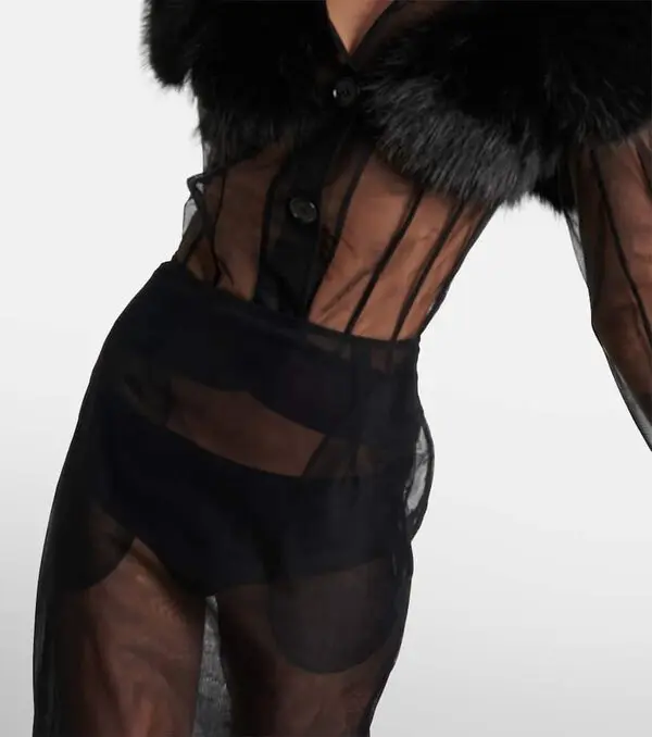 Simone Rocha Sheer Tulle Pencil Skirt - Black