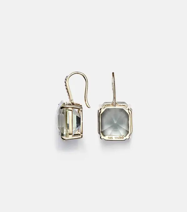 Mateo 14kt Yellow Earrings With Amethyst And Diamonds